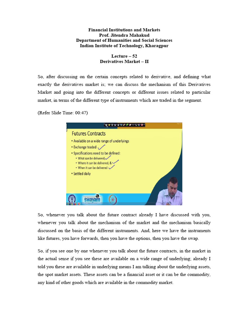 Lec 52 | PDF | Option (Finance) | Put Option