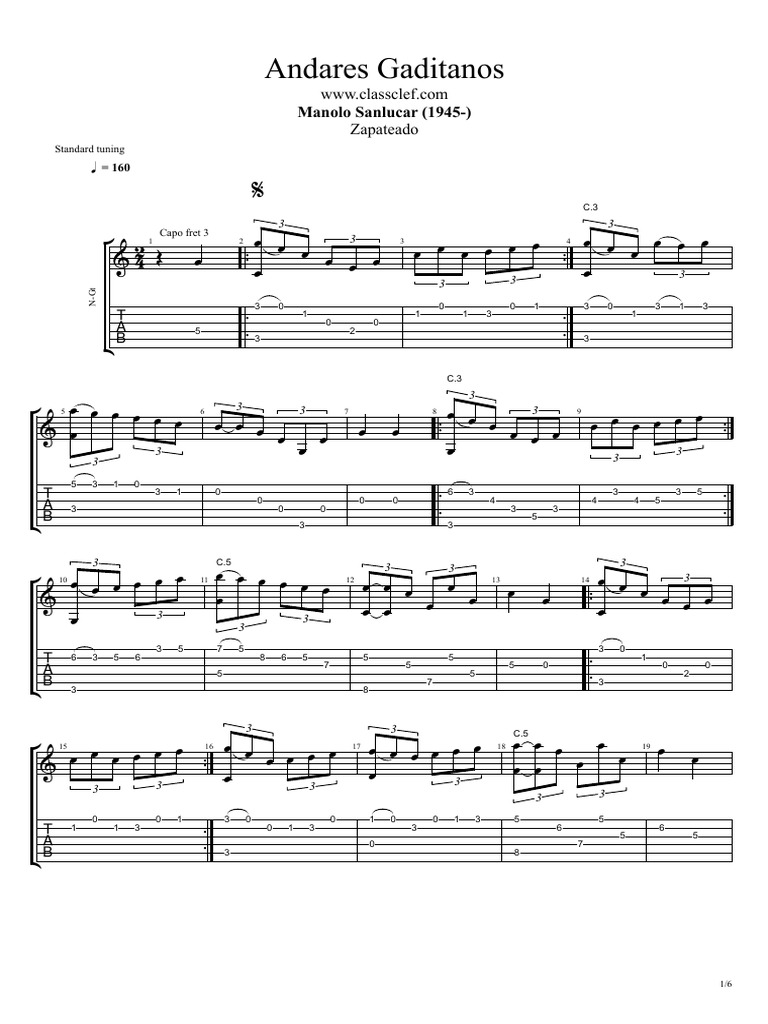 Manolo Sanlucar Zapateado Tab | PDF | Necked Lutes | Guitar Family ...