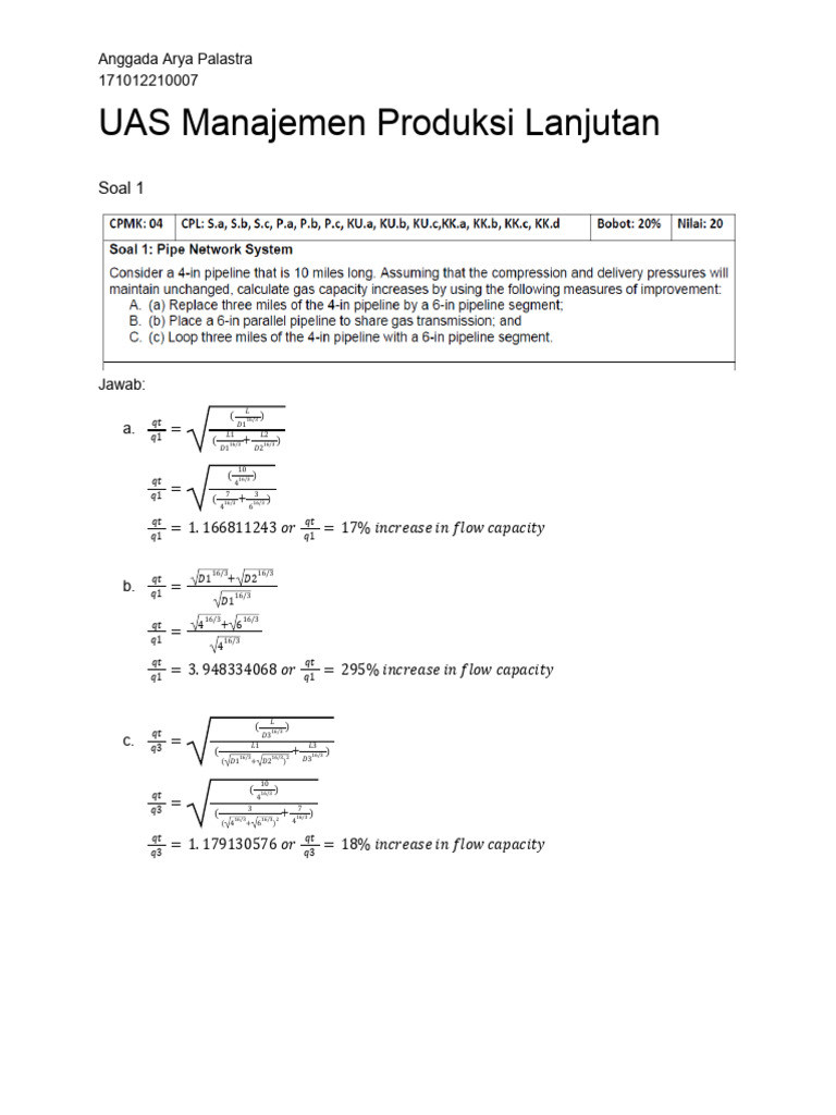 UAS Teknik Perminyakan - Manajemen Produksi Lanjutan | PDF