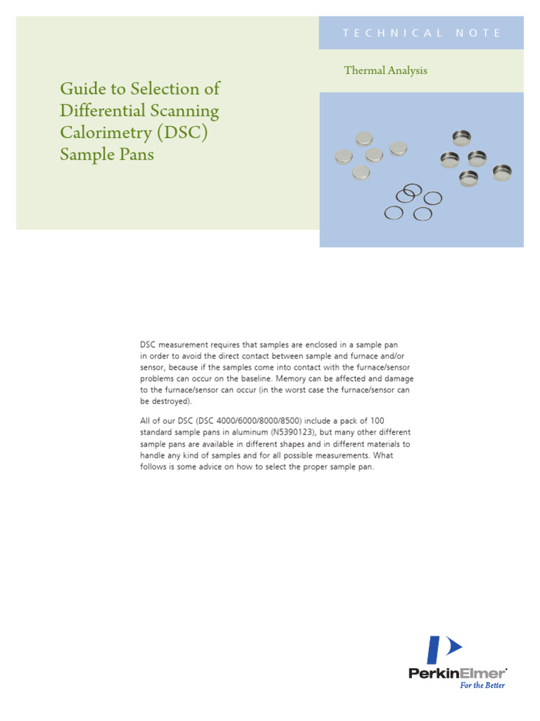 Perkin Elmer DSC - Sample - Pan - Guide | PDF