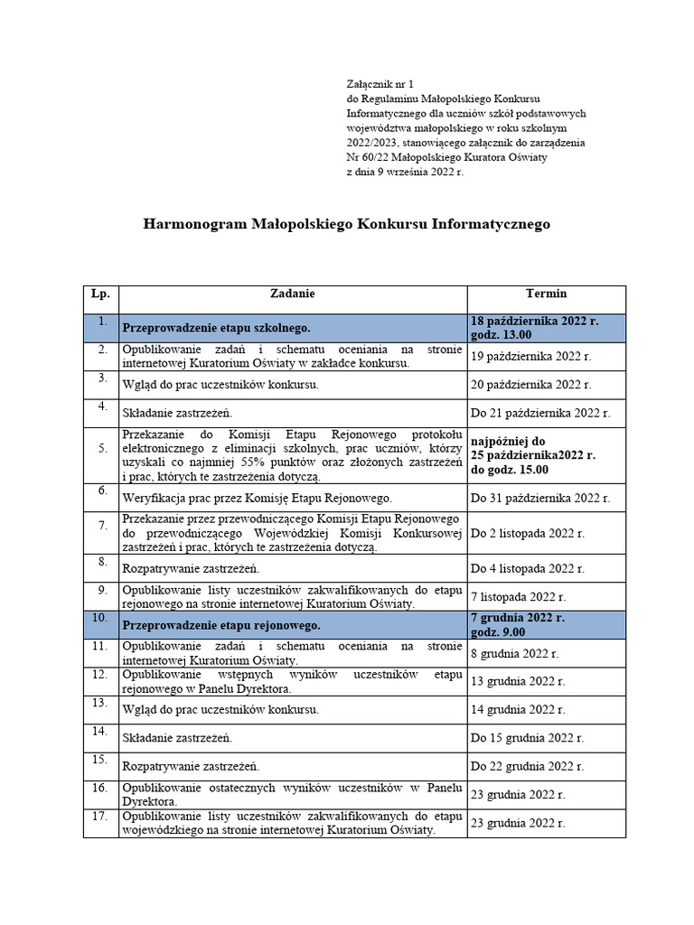 Zal. NR 1 Harmonogram Szczegolowy 8 | PDF