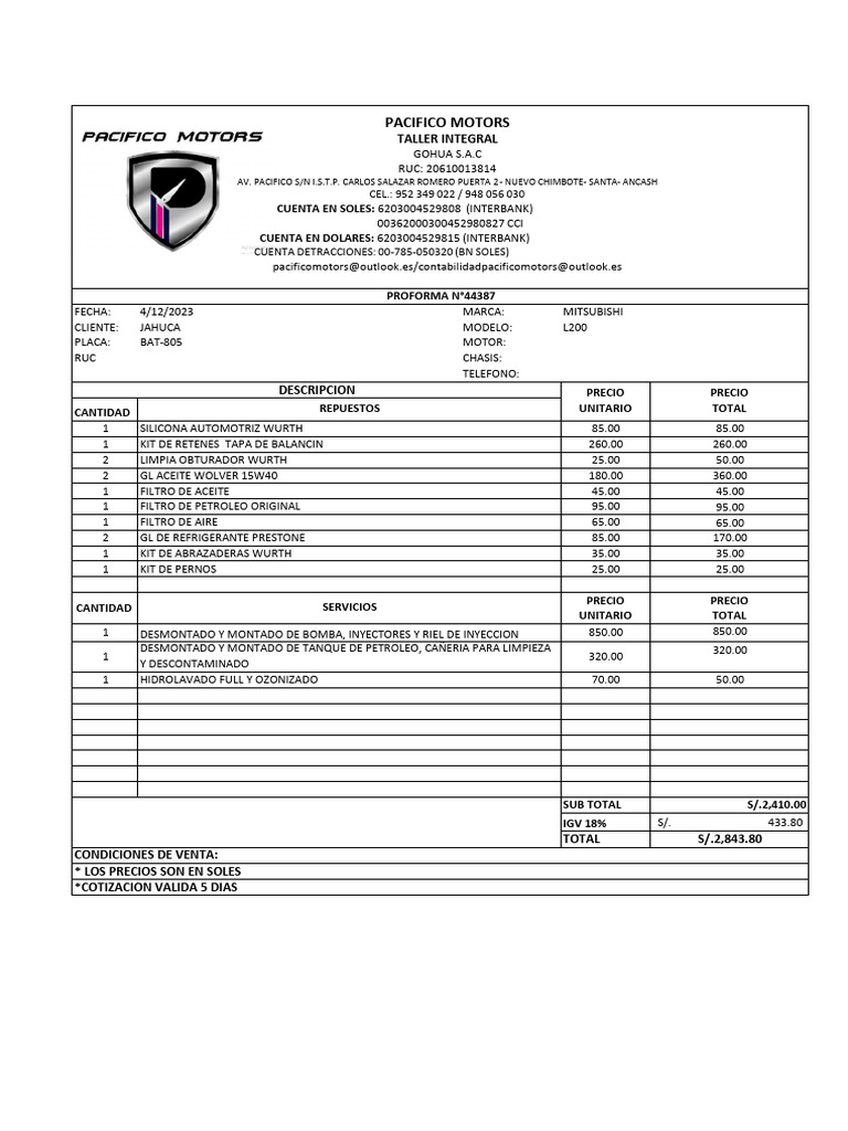 Proforma-Mitsubishi. L200 | PDF