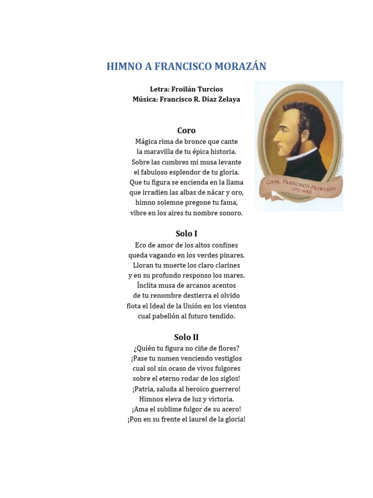 Himno A Francisco Morazán | PDF | Arte | Clásicos