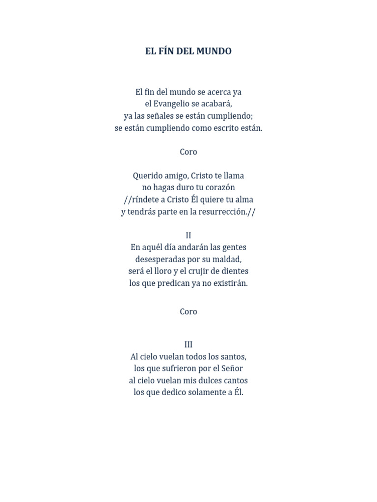 Himno El Fín Del Mundo | PDF