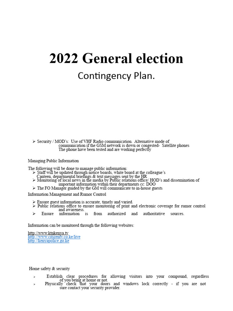 2022 Election Contingency Plan Guide | PDF | Business | Social Science