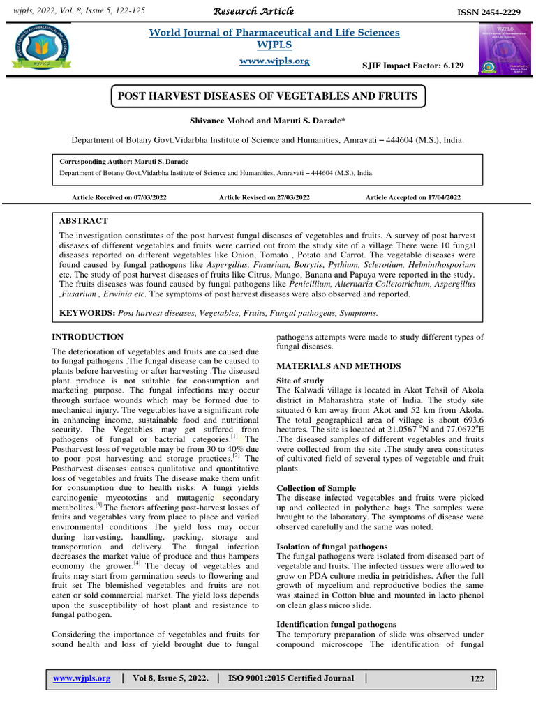 Article | PDF | Fungus | Plant Pathology