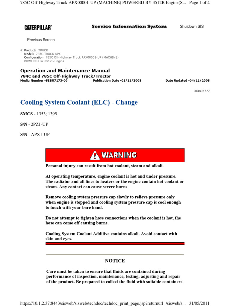 Cooling System Coolant (ELC) Change | PDF | Coolant | Truck