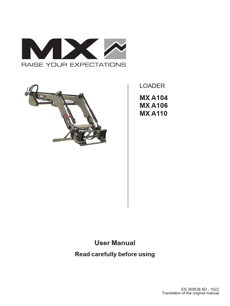 MX Loader User Manual and Safety Guide | PDF | Tractor | Screw
