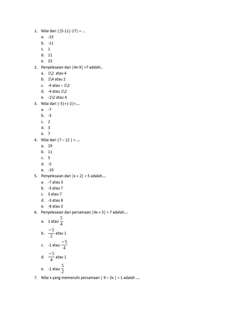 Soal MTK Kelas X Wajib | PDF