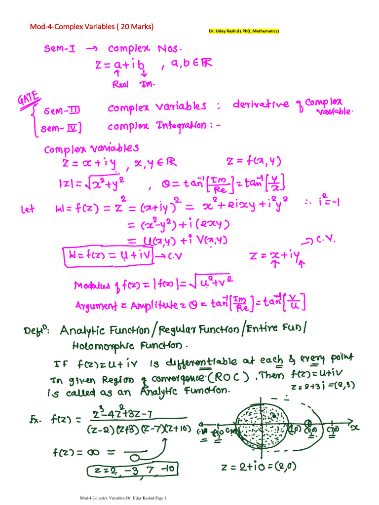 Mod 4 Complex Variables Dr. Uday Kashid | PDF | Analytic Geometry | Mathematics