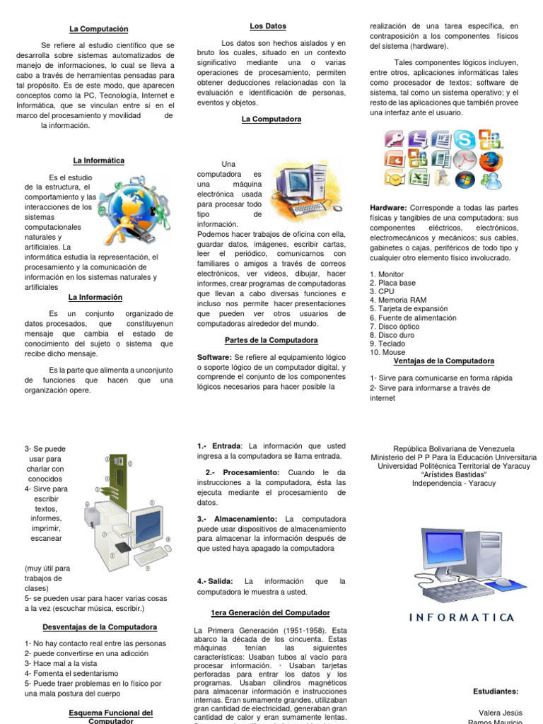 Triptico de Informatica | PDF | Hardware de la computadora | Informática