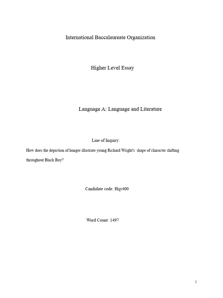English HL Lang + Lit Higher Level Essay | PDF | Identity (Social ...