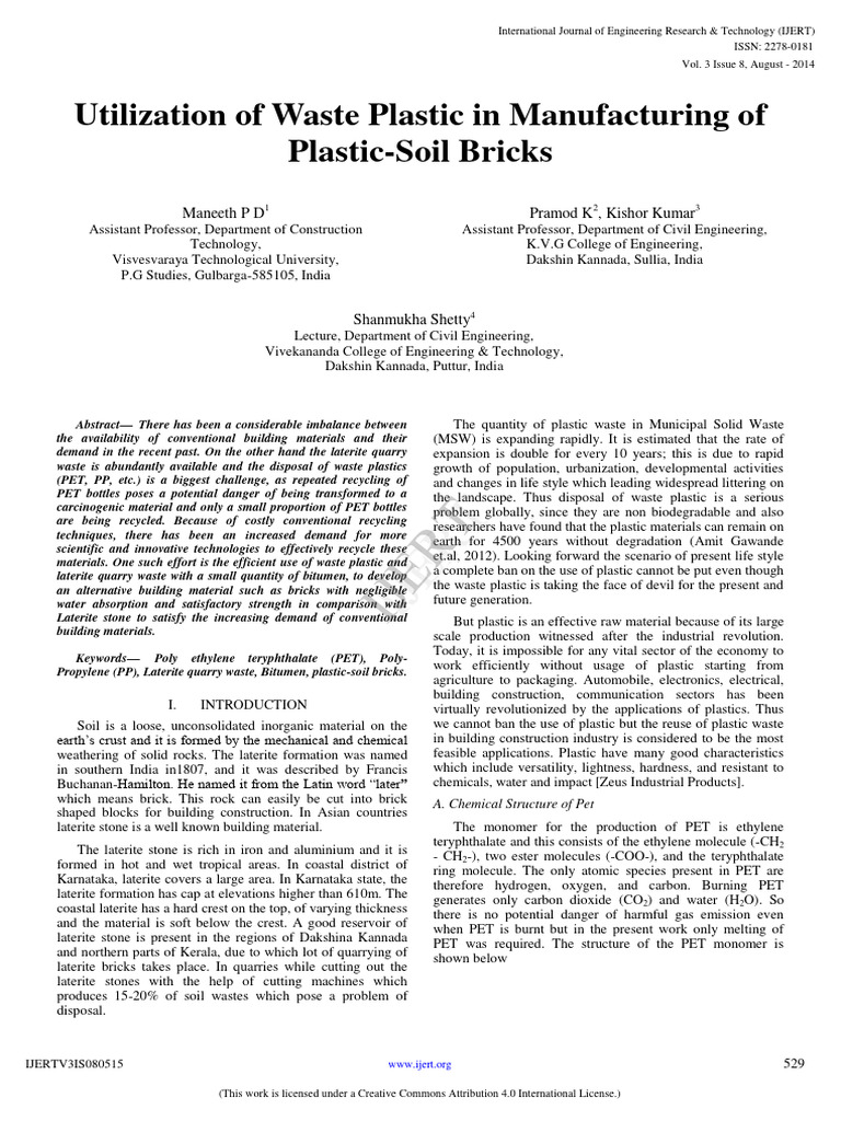 Production of Plastic Bricks | PDF | Plastic | Polymers