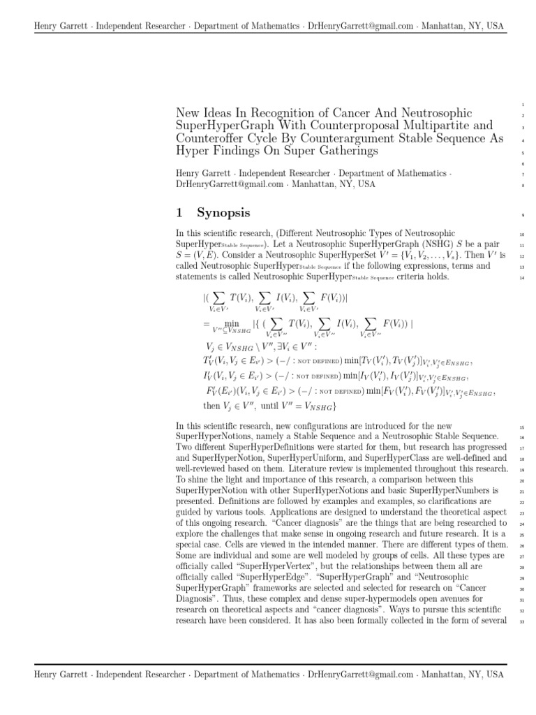 New Ideas In Recognition of Cancer And Neutrosophic SuperHyperGraph ...