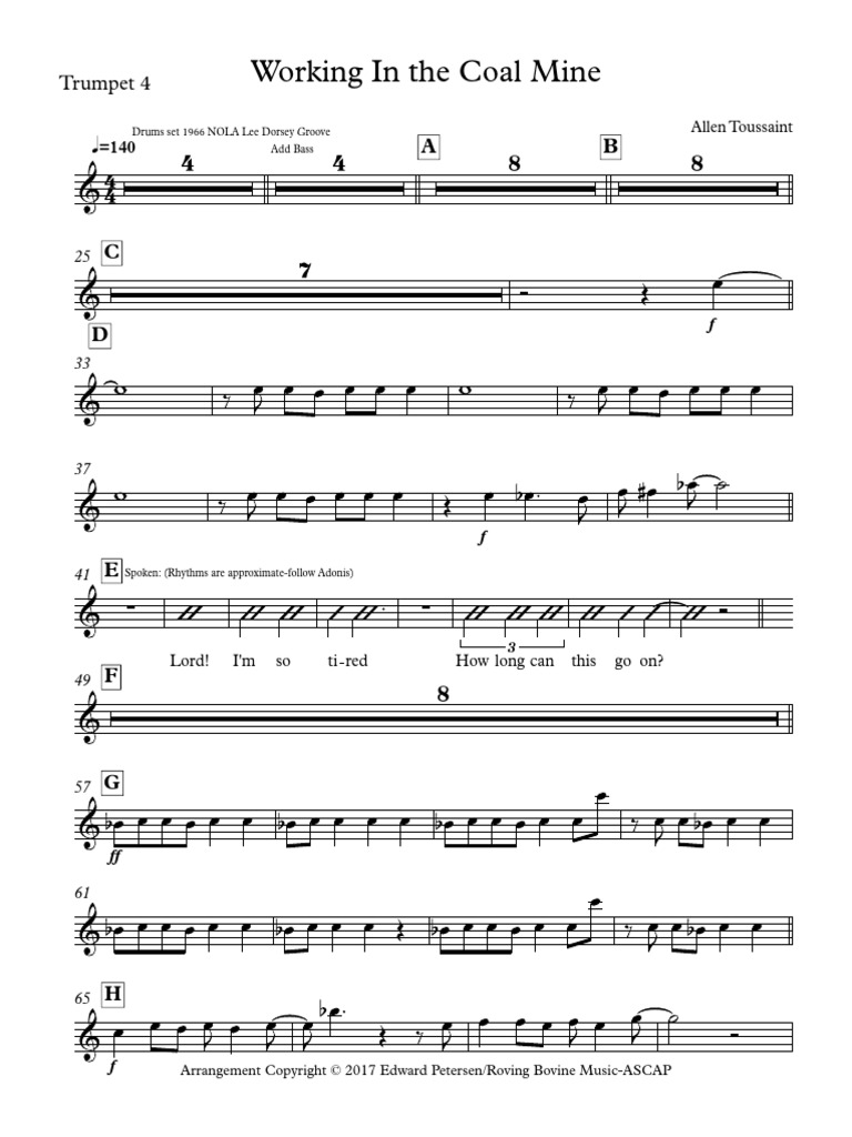 Coal Mine 53 RealFinal - Trumpet 4 | PDF | Elements Of Music | Musical Compositions