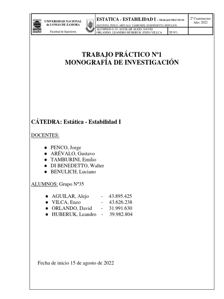 ESTATICA-MONOGRAFÍA-G.35-Rev 02 | PDF | Peso | Gravedad