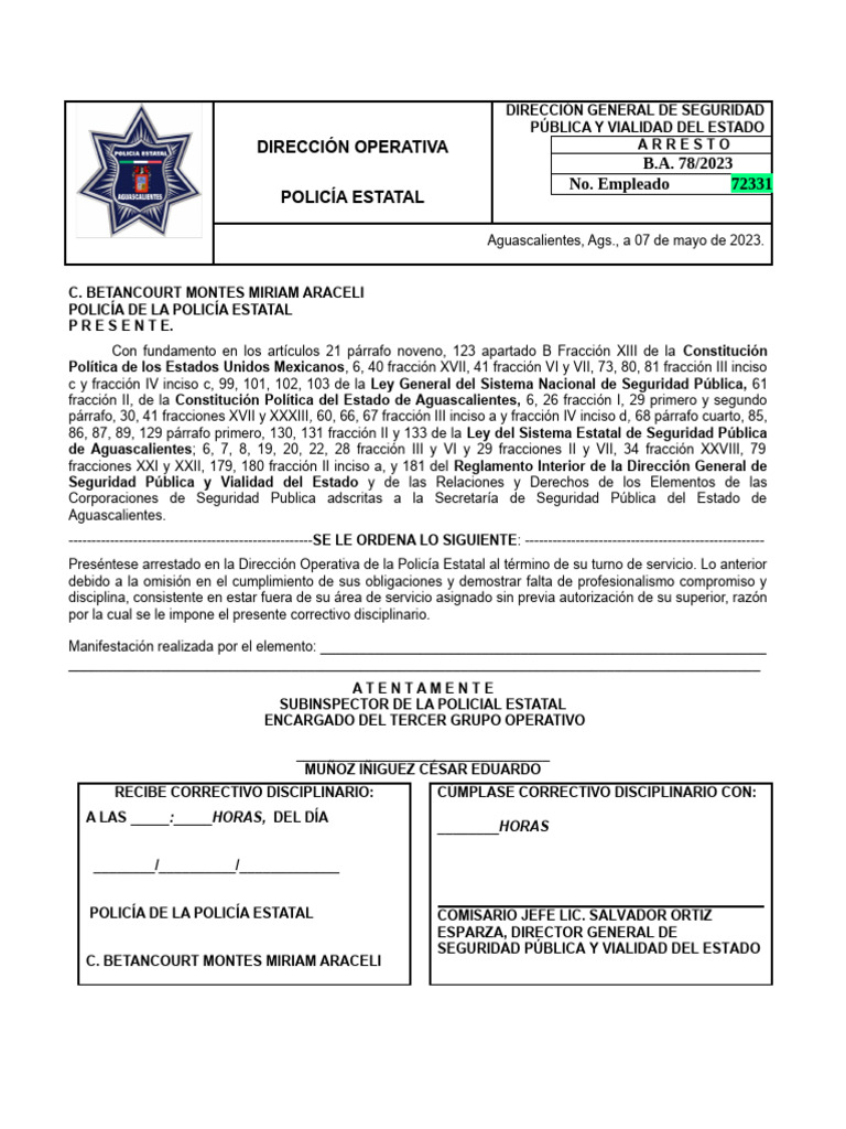 Boleta Arresto Miriam | PDF | Gobierno | Justicia