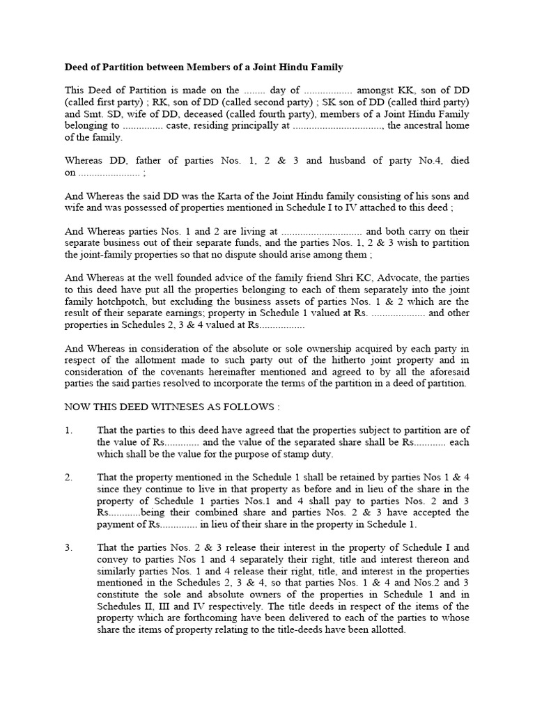 Partition Deed | PDF | Deed | Real Property Law