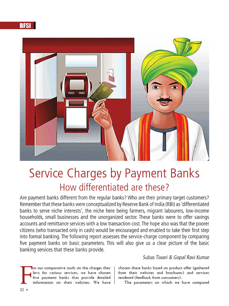Service Charges by Payment Banks | PDF | Banks | Reserve Bank Of India