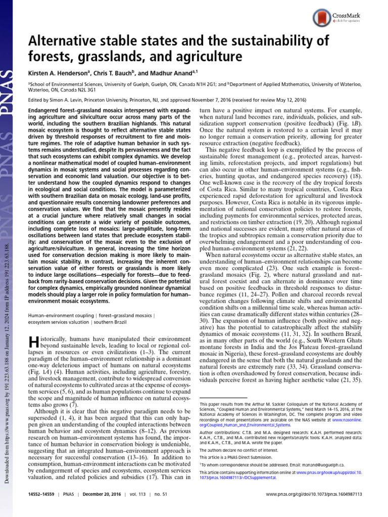 A1 - Alternative Stable States and The Sustainability of Forests ...