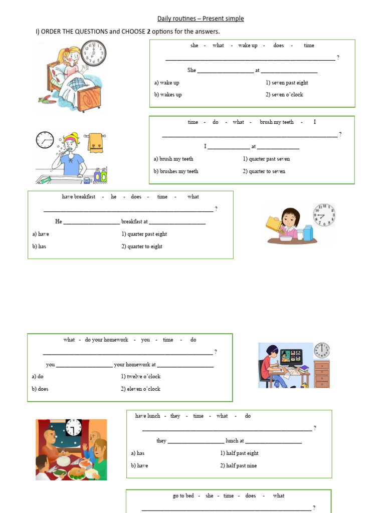 Daily Routines - Order and Complete | PDF