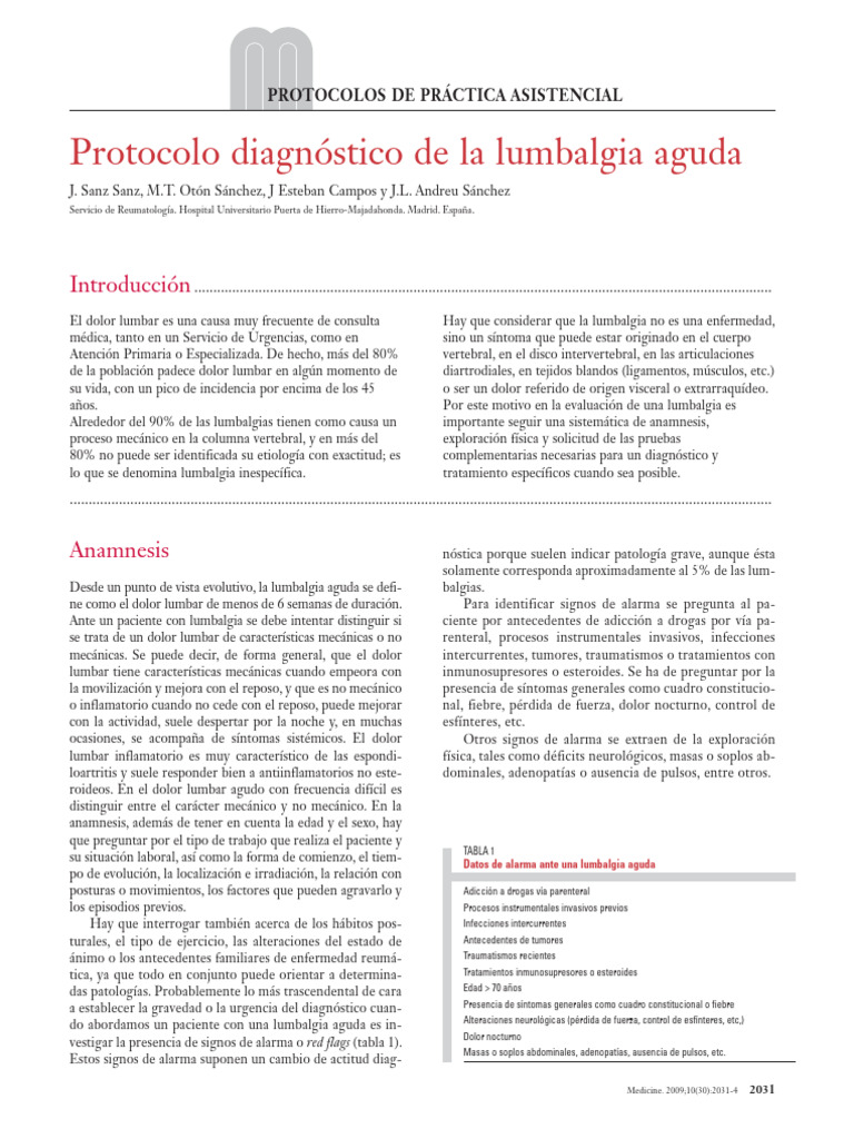 Protocolo Diagnóstico de La Lumbalgia Aguda | PDF | Salud y bienestar ...