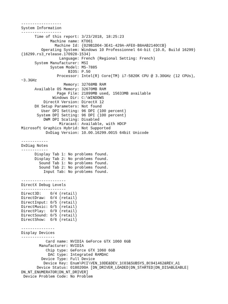 dxdiag-report | PDF | Device Driver | Computer Monitor
