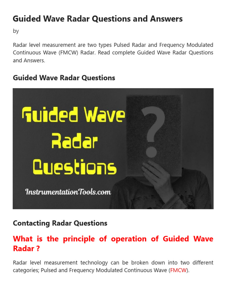 Guided Wave Radar Questions and Answers - Level Measurement | PDF ...