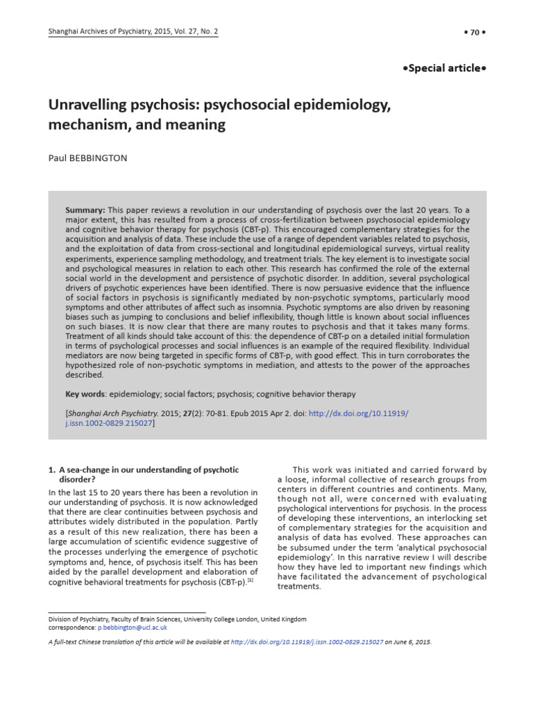 Unraveling Psychosis | PDF