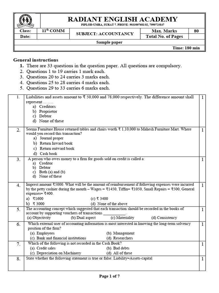 Sample Paper Accounts | Download Free PDF | Debits And Credits | Business