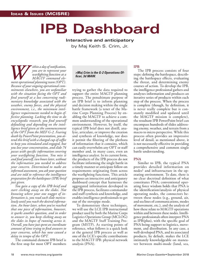 18-IPB-Dashboard | PDF | Information | Military Intelligence