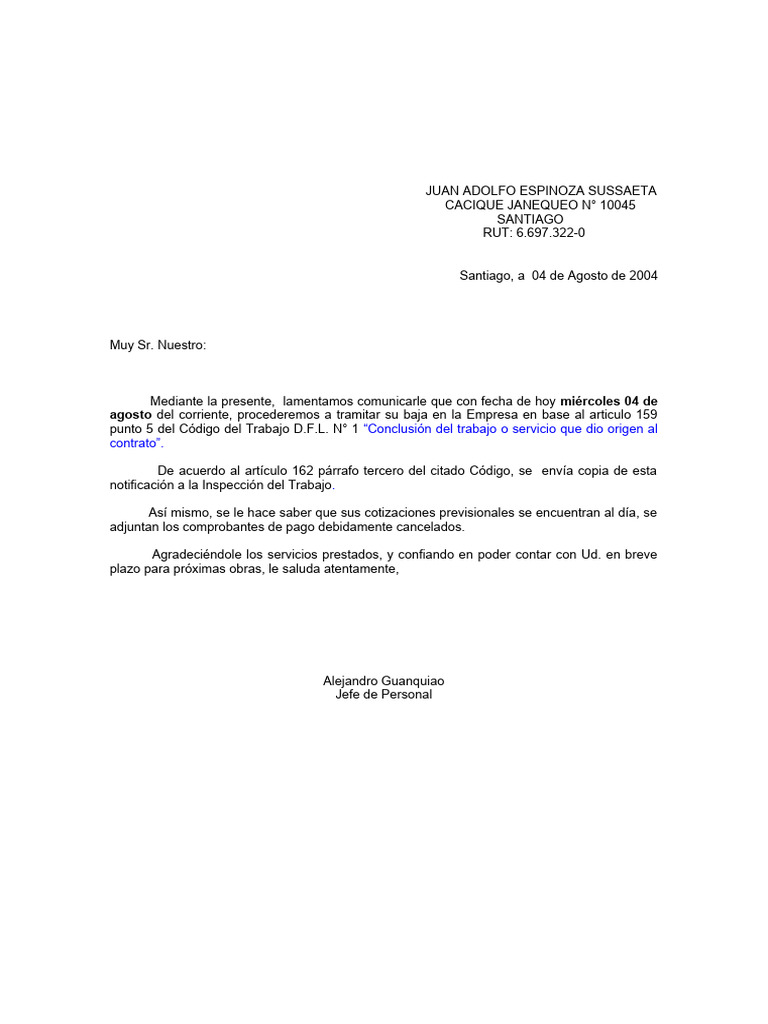 Carta de Fin de Obra | PDF