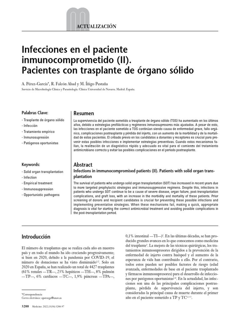 Infecciones en El Paciente Inmunocomprometido (II) - Pacientes Con ...