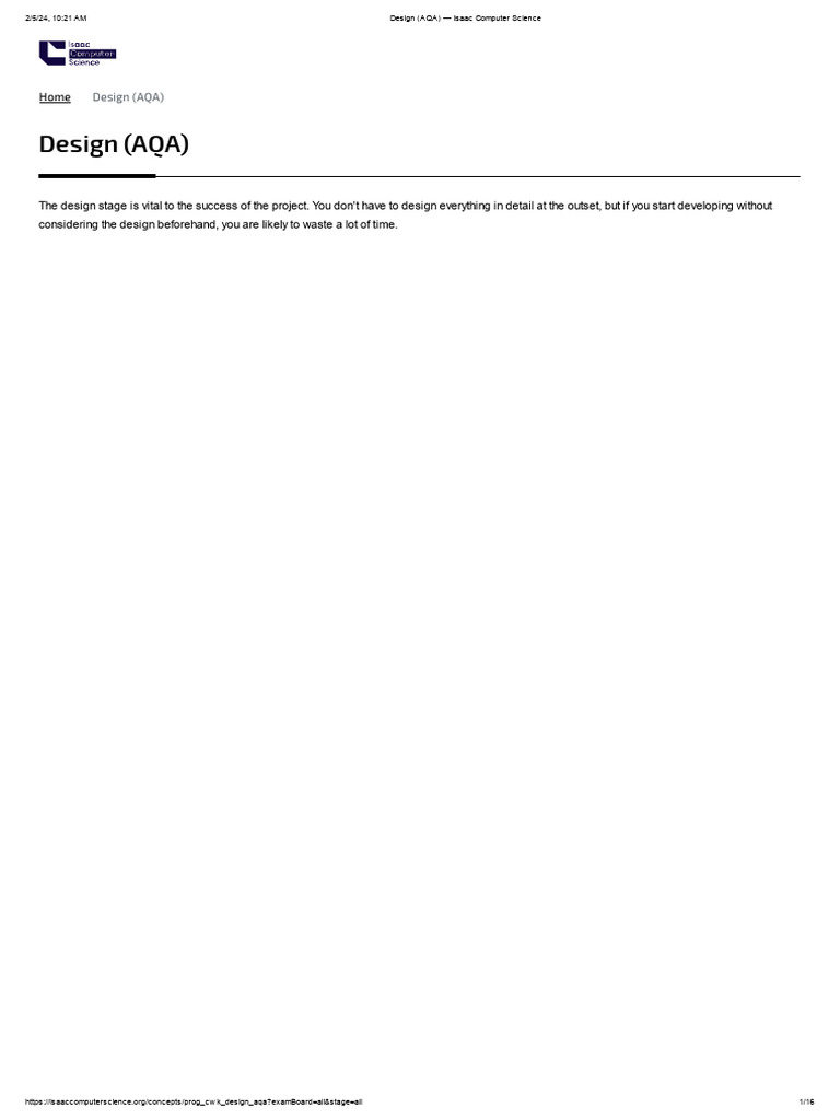 Design (AQA) - Isaac Computer Science | Download Free PDF | File Format ...