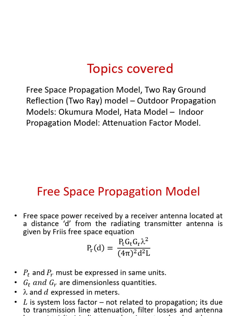 Lecture6_ Radio Propagation Models (Final) | PDF | Antenna (Radio) | Radio Propagation