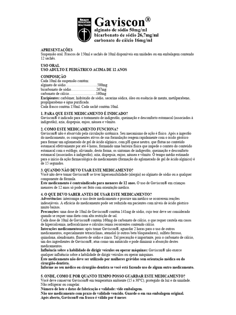 Gaviscon | PDF | Azia | Indigestão