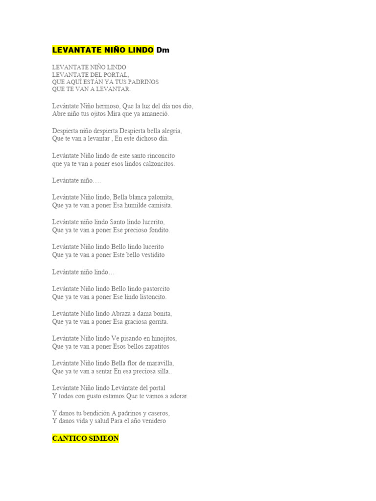 Levantate Niño Lindo | PDF | Religión y espiritualidad