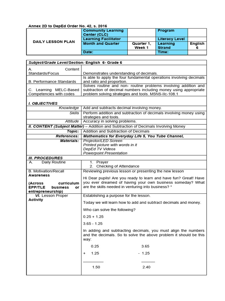 LP Math5 For COT1Sy2022 2023 | Download Free PDF | Learning ...