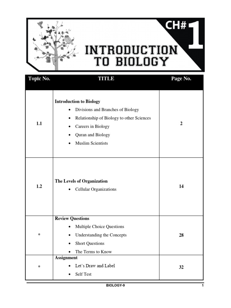 9th Bio Chapter 1 (1-32) | PDF | Cell (Biology) | Tissue (Biology)