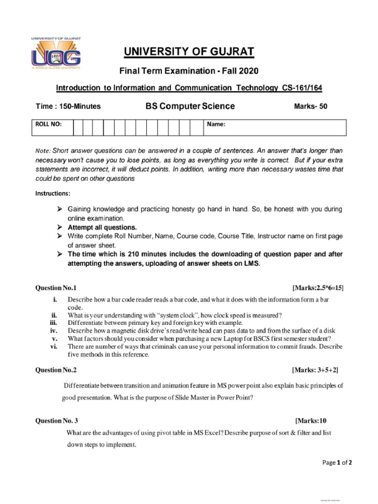 ICT-Final Fall-2020-1 | PDF