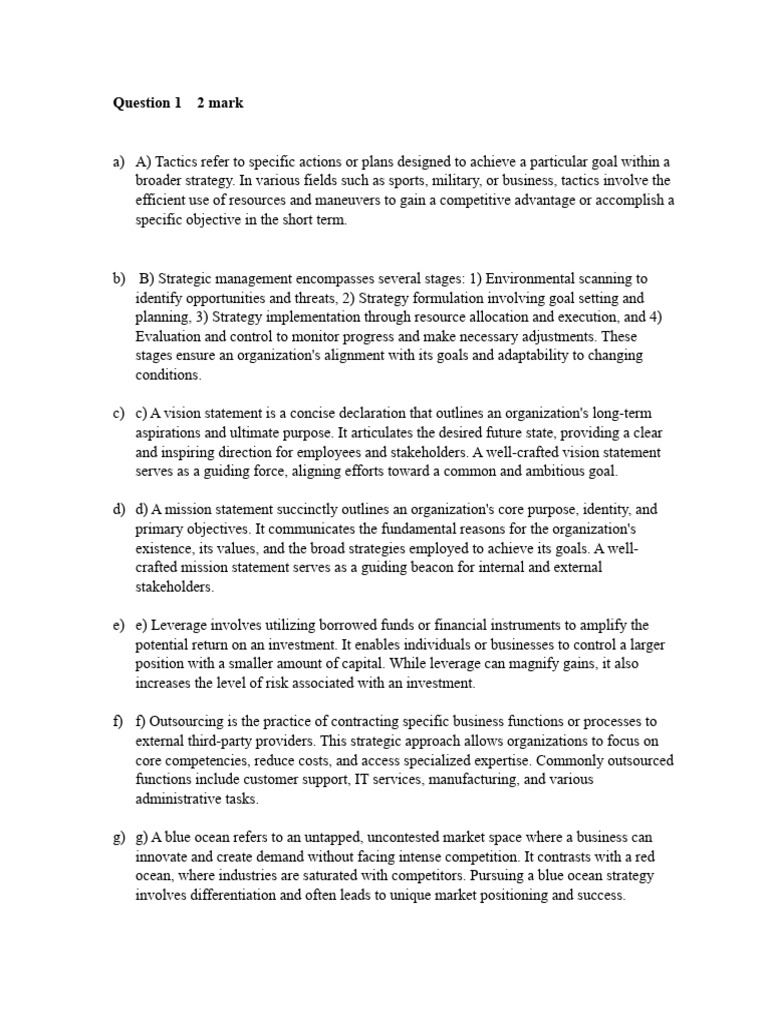 Strategic Management Concepts Explained | PDF | Strategic Management ...