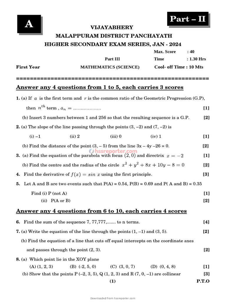 First Year Math Exam Guide | PDF | Ellipse | Mathematics
