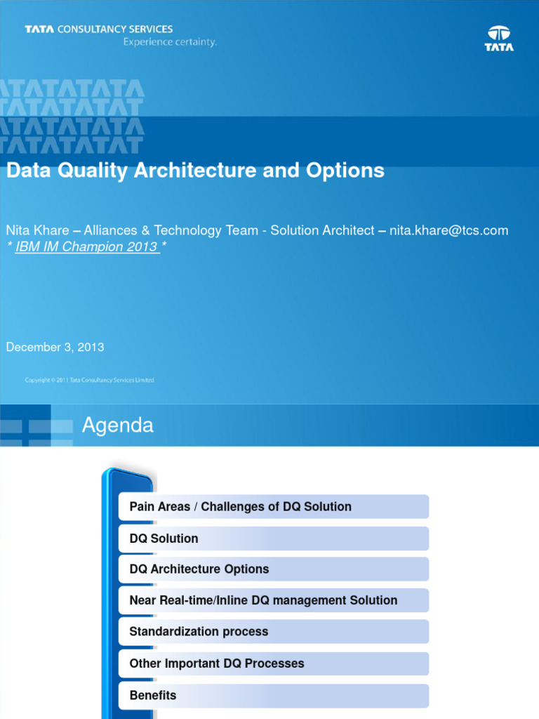 IBM - Data Quality Achitecture Options and Approach | PDF | Data Quality | Information ...
