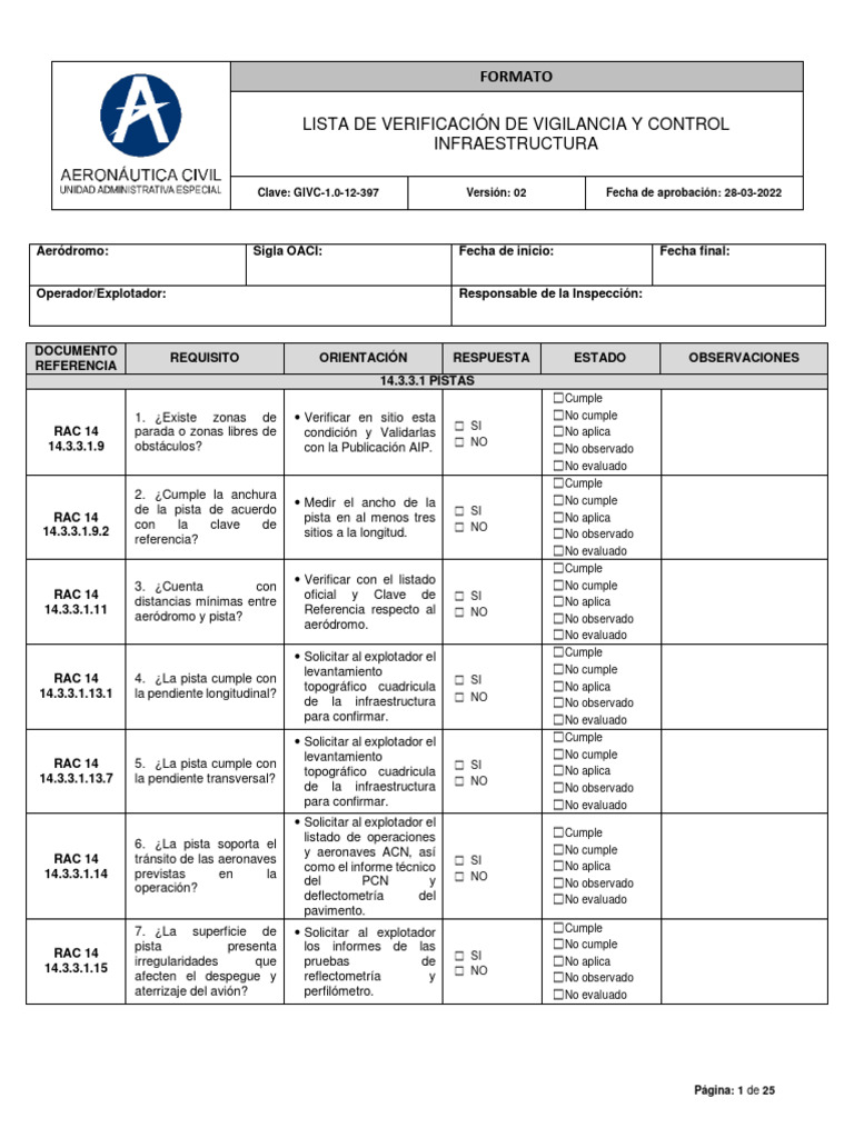 Givc-1.0-12-397 Lista de Verificación de Vigilancia y Control ...