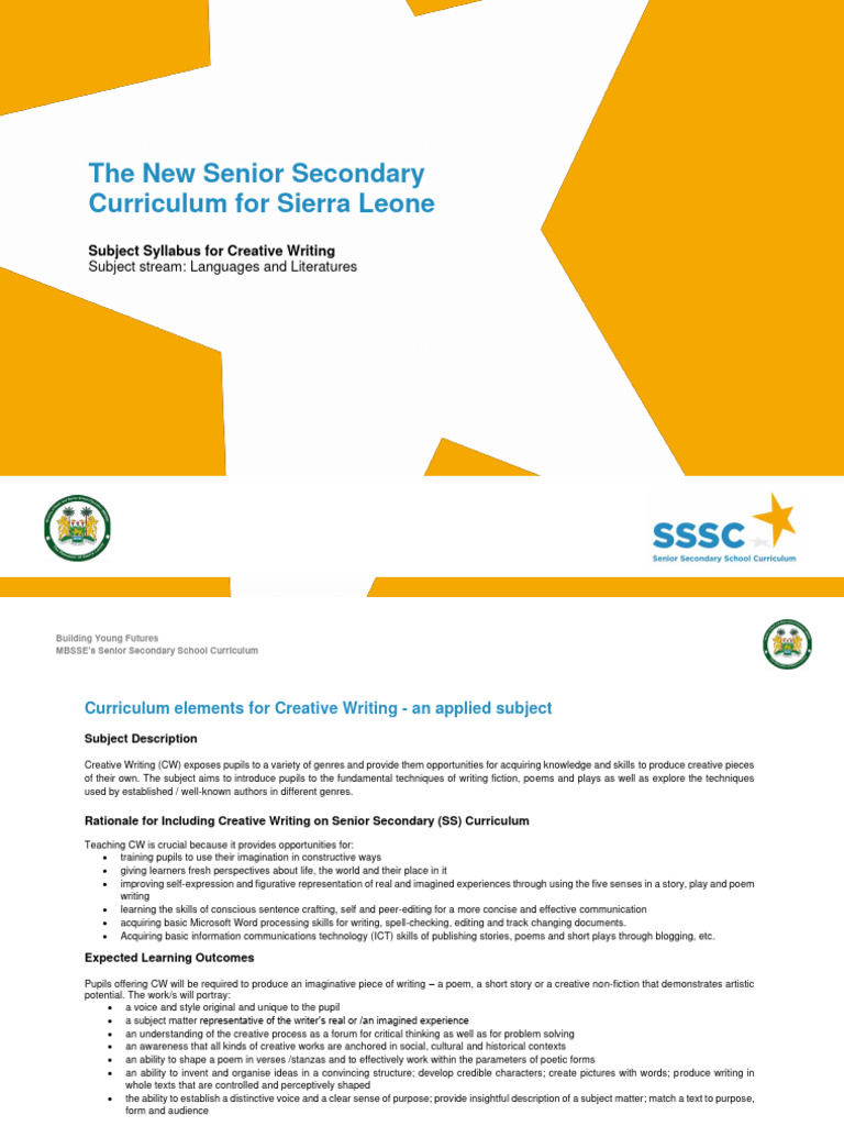 SSS Syllabus Creative Writing | PDF | Poetry | Curriculum