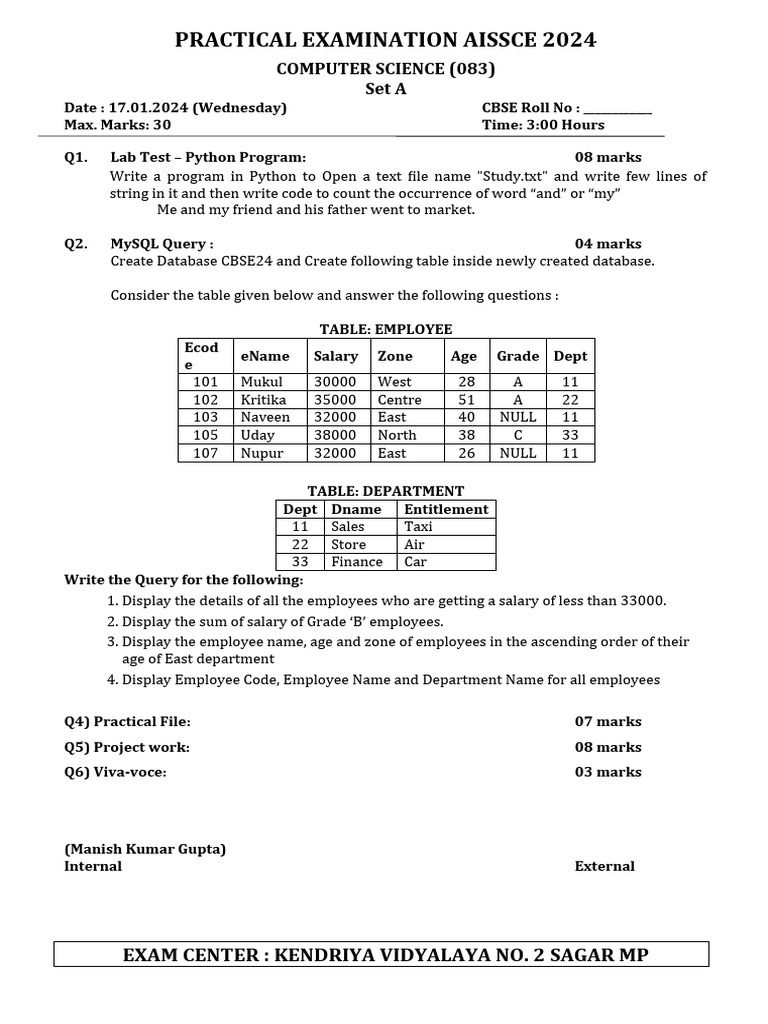 CS 2024 QP Practical | PDF | Databases | Computing CS 2024 QP Practical | PDF | Databases | Computing