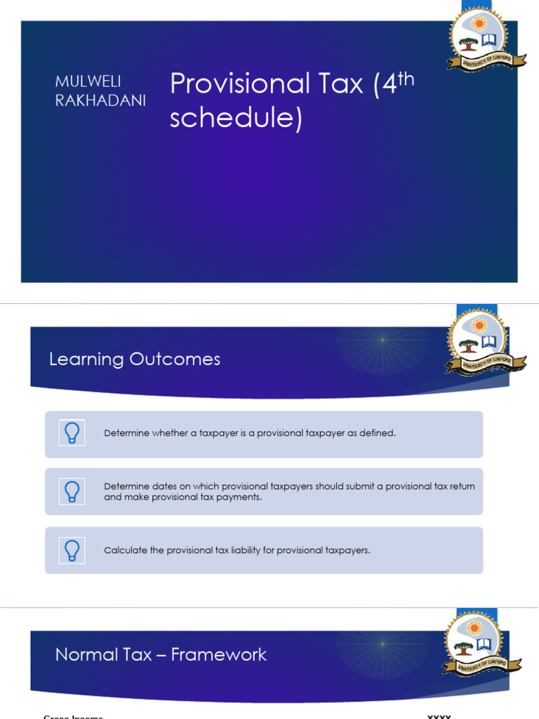 Provisional Tax - Slides | PDF | Taxes | Tax Deduction