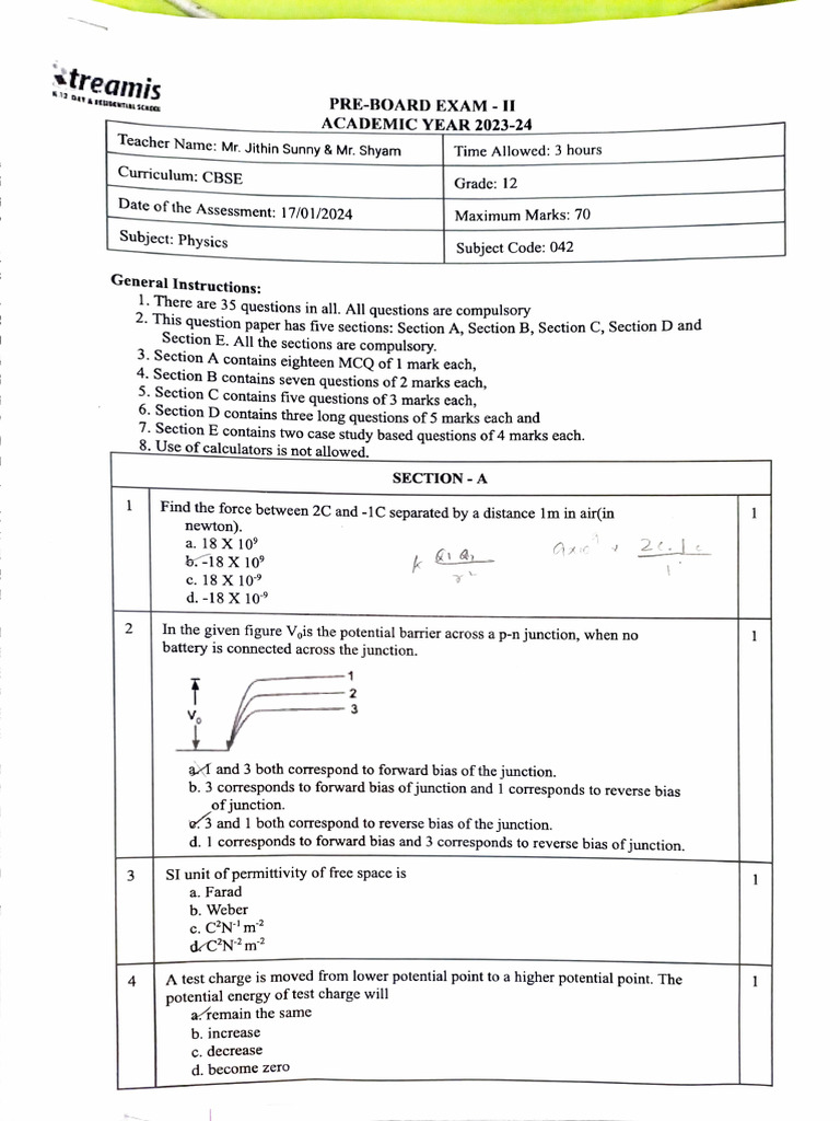 Phy Preboards Practice QP | PDF | Quantity | Physical Sciences