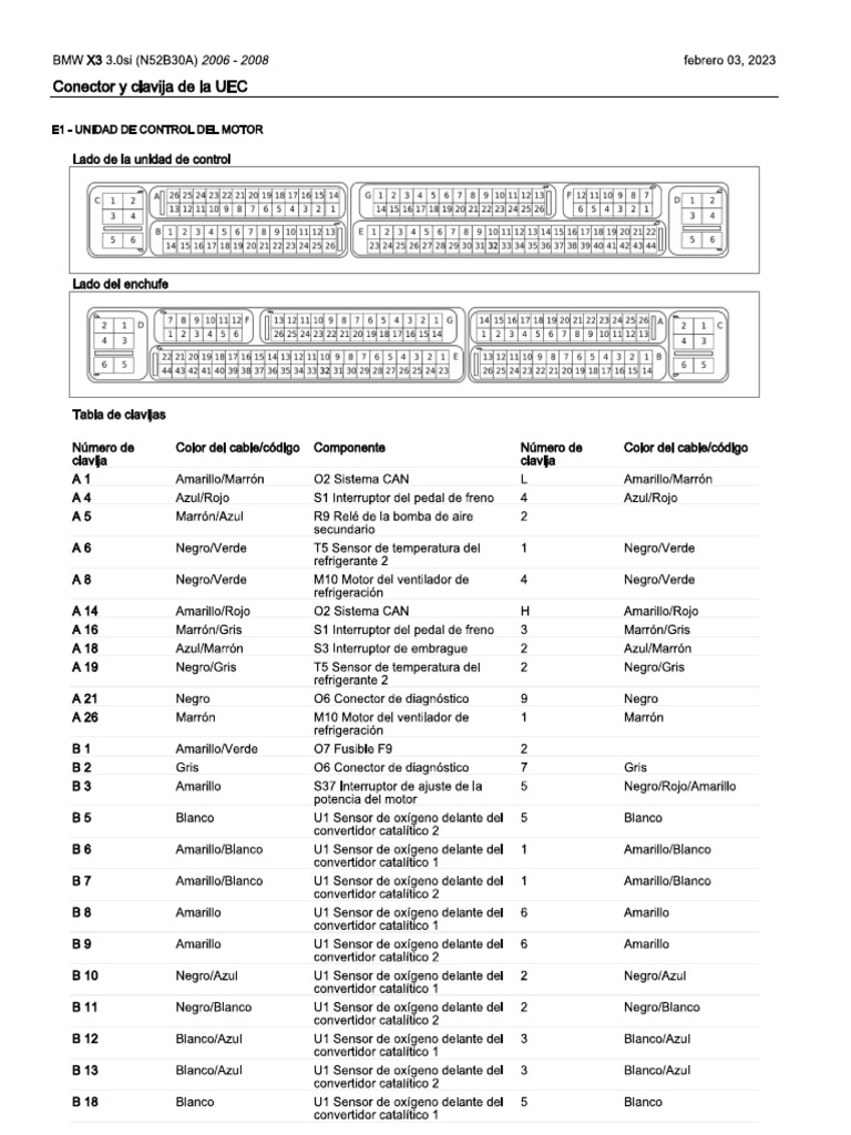 Pinout Ecm BMW X3 E83 | PDF