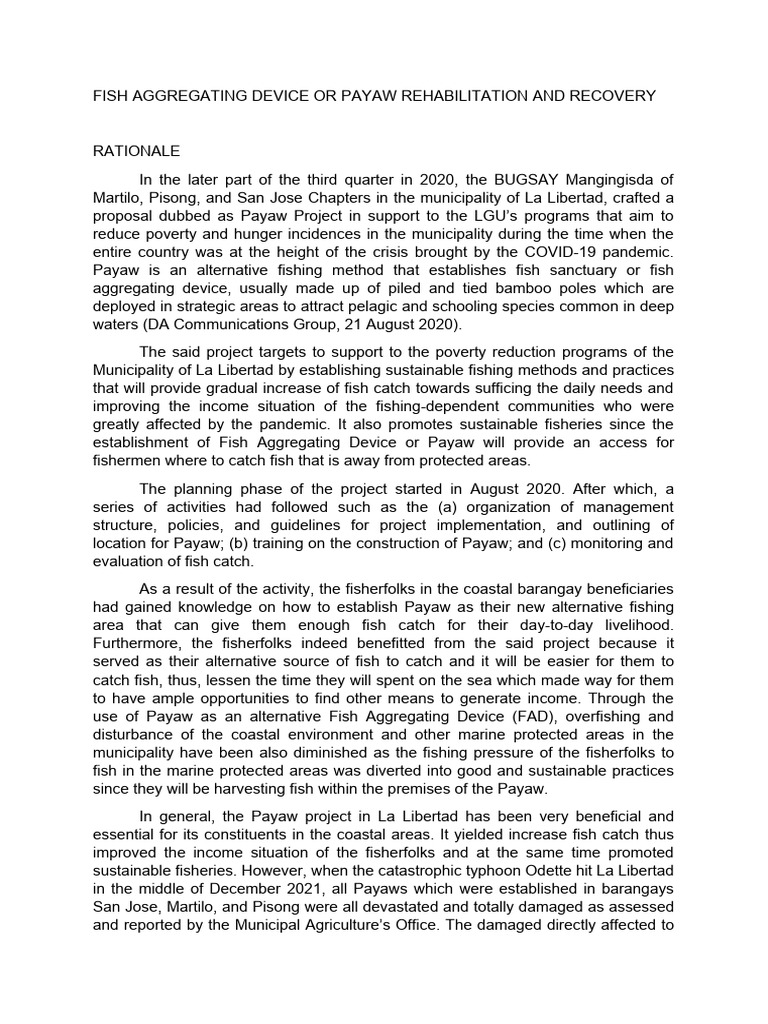 Payaw Project: Sustainable Fishing Recovery | PDF | Fishery | Overfishing